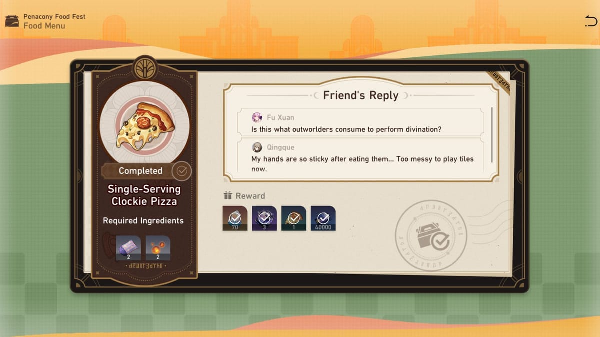 Penacony Food Fest: Honkai Star Rail Penacony Food Fest event: Recipes ...