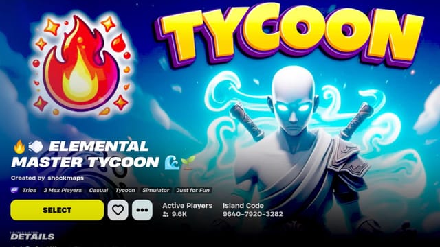 Fortnite Elemental Master Tycoon: UEFN map code, how to play, and more