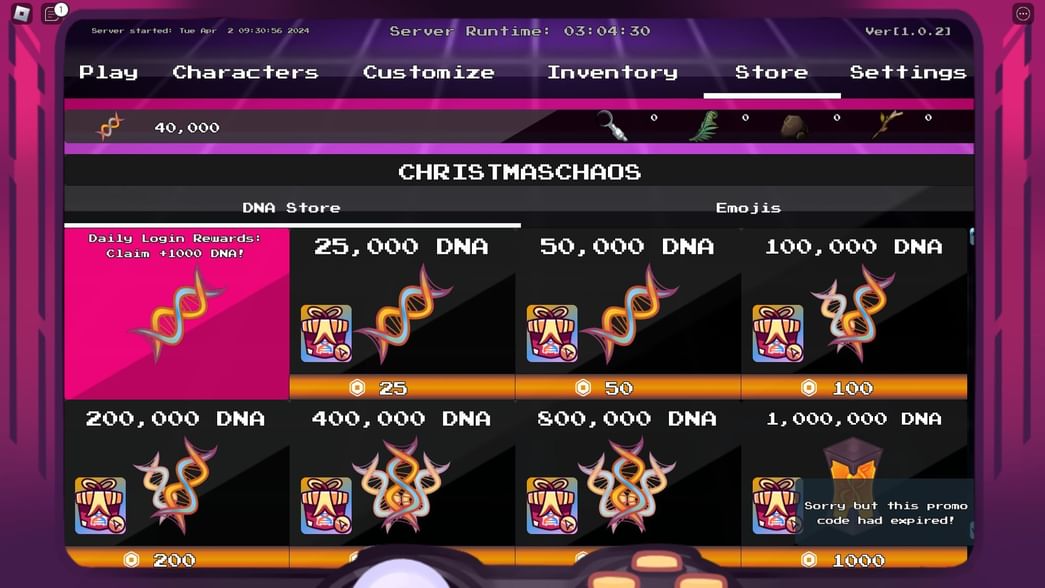 Dinosaur Arcade Codes