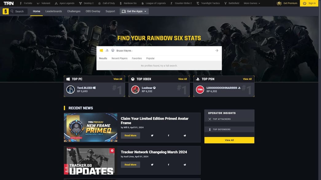 Rainbow Six Siege: Rainbow Six Siege stats tracker: How to use third ...