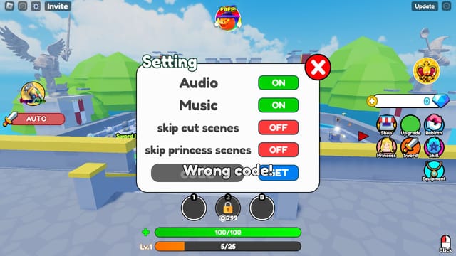 Roblox Save Princess Sword and Magic Codes