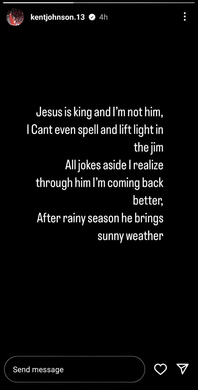 Blue Jackets' Kent Johnson posts Instagram story - "Jesus is king, and ...