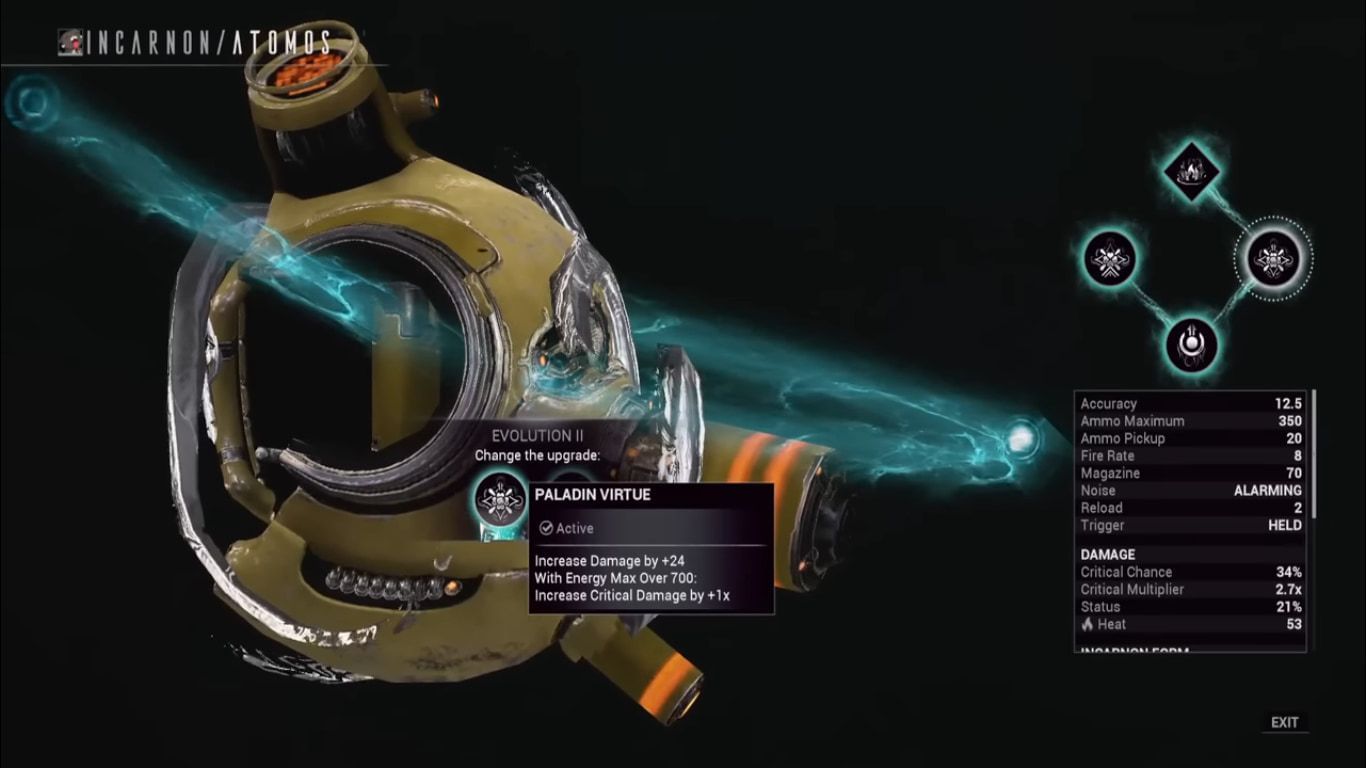 Warframe Incarnon Atomos build guide: Mods, Incarnon talents, and more