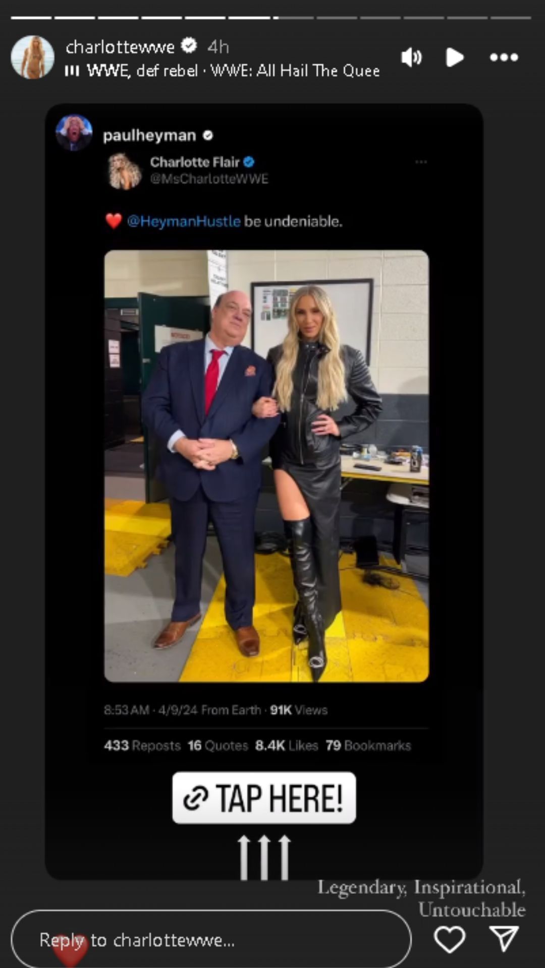 Charlotte Flair sends three word message to Paul Heyman following RAW