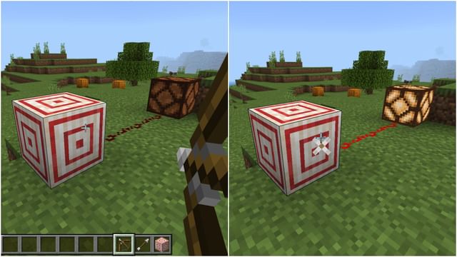 How to make and use a target block in Minecraft?