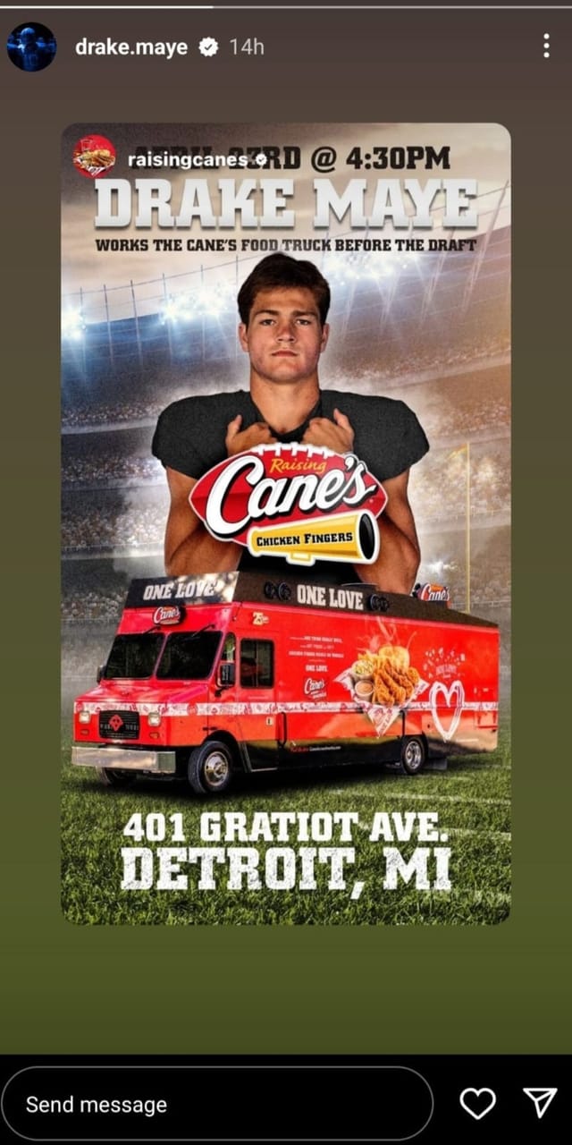 PHOTO: NFL bound Drake Maye all set to work at Raising Canes’ food ...
