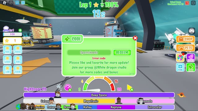 Roblox Racing Rocket Codes