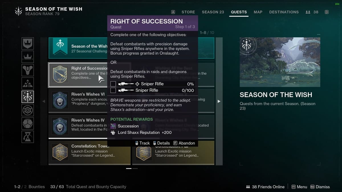 Succession god roll guide for Destiny 2 PvE and PvP