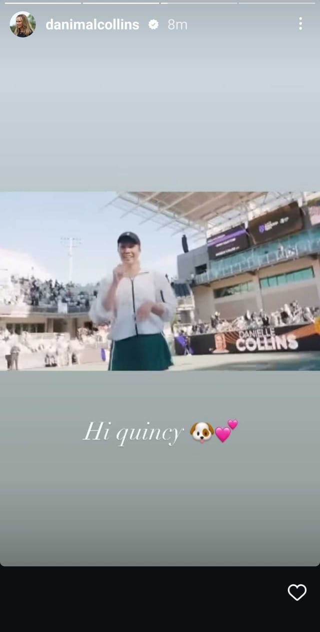 Danielle Collins sends a shoutout to her pet dog Quincy after reaching ...