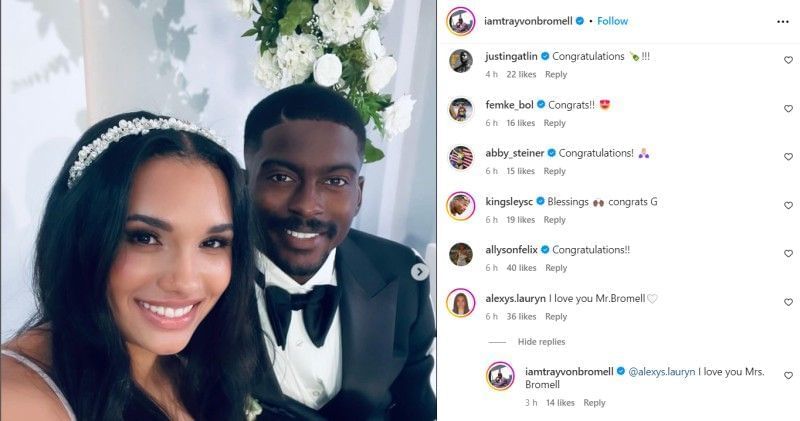 2022 Diamond League champion Trayvon Bromell marries long-time girlfriend Alexys Lauryn