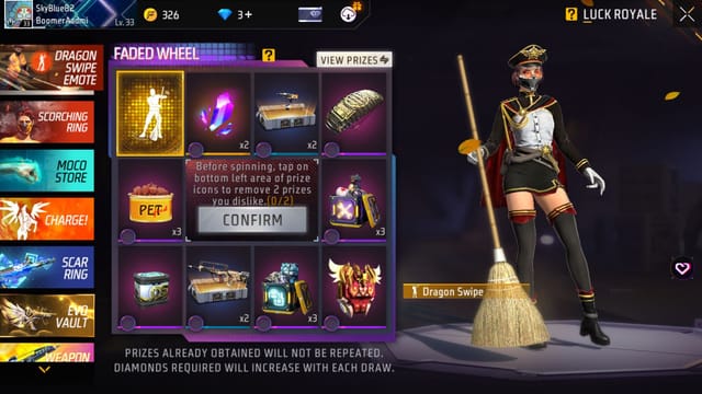 Free Fire Faded Wheel event: Dragon Swipe emote, Golden Fist backpack ...