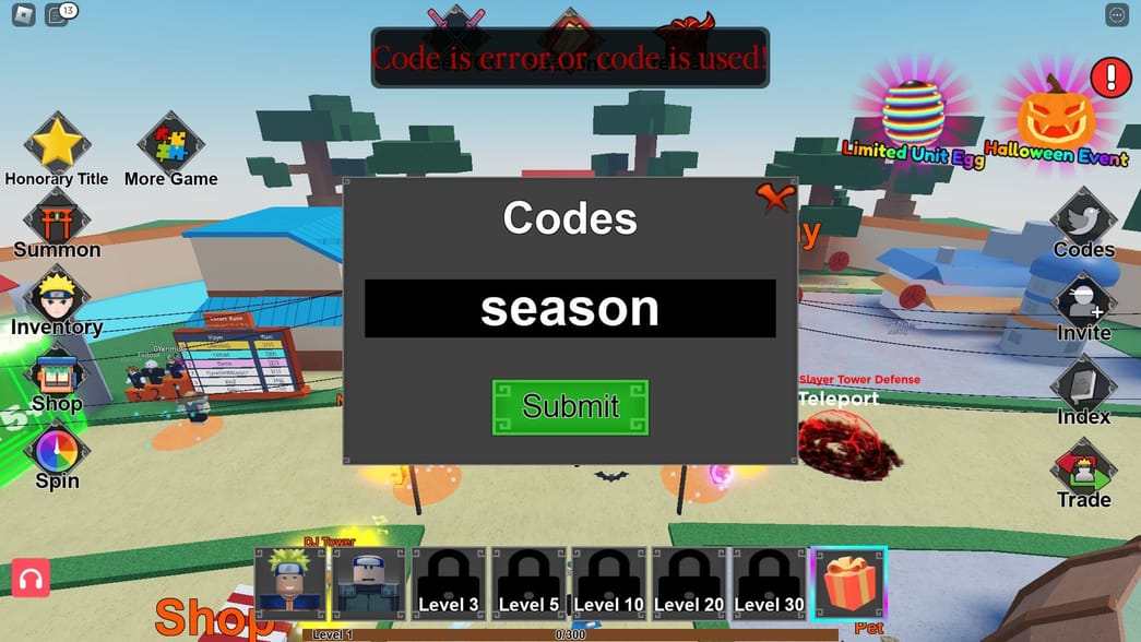 Naruto Defense Simulator Codes