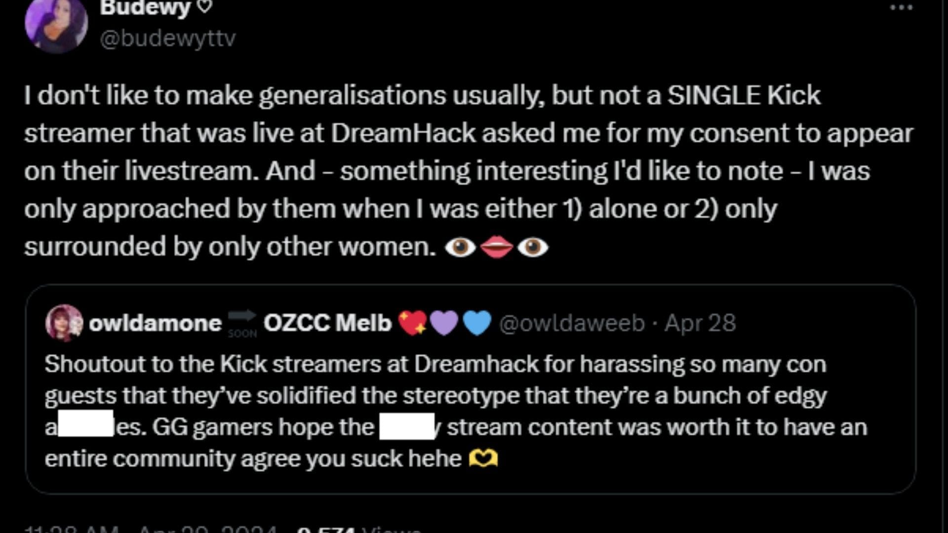 "Those individuals will never be welcome at any of our events ...