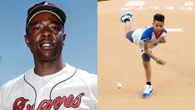 In Photos: Hank Aaron's great-grandson throws ceremonial first pitch on ...
