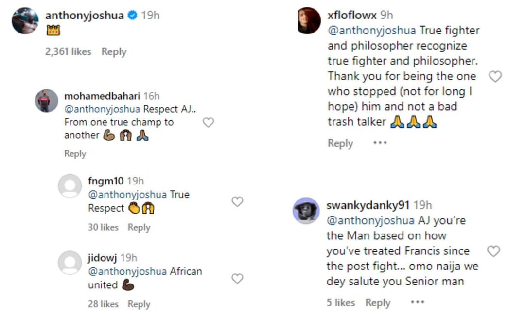 "True Respect" - Fans react as Anthony Joshua drops one-emoji reaction ...
