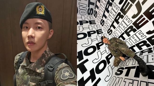 BTS' j-hope spotted taking photos with soldiers at the ROK Military ...