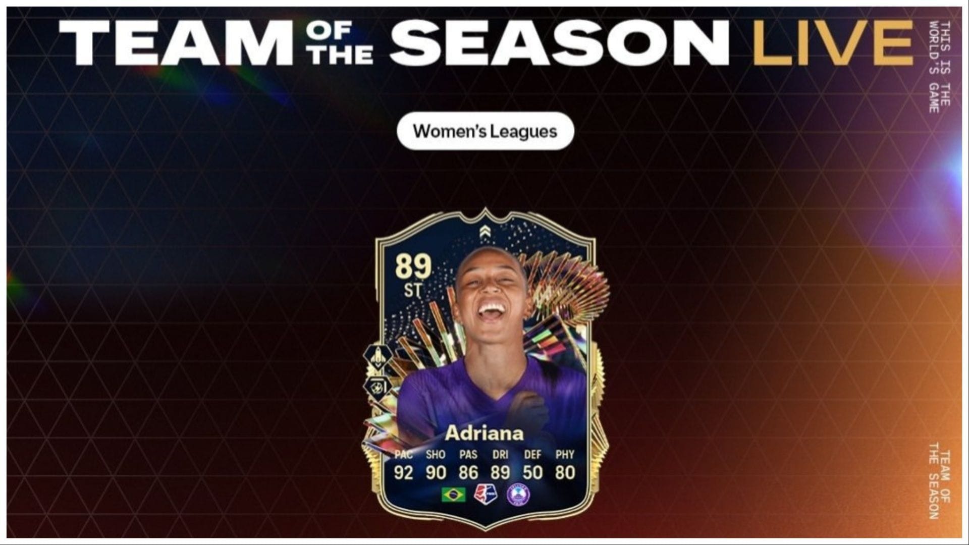 EA FC 24 Adriana TOTS Live SBC: All tasks, cheapest solutions, and more