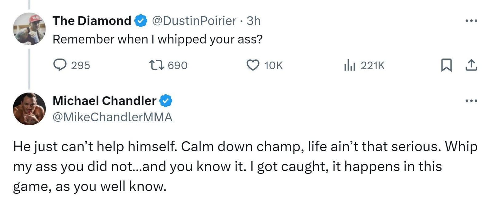 Michael Chandler: Dustin Poirier and Michael Chandler get into heated ...