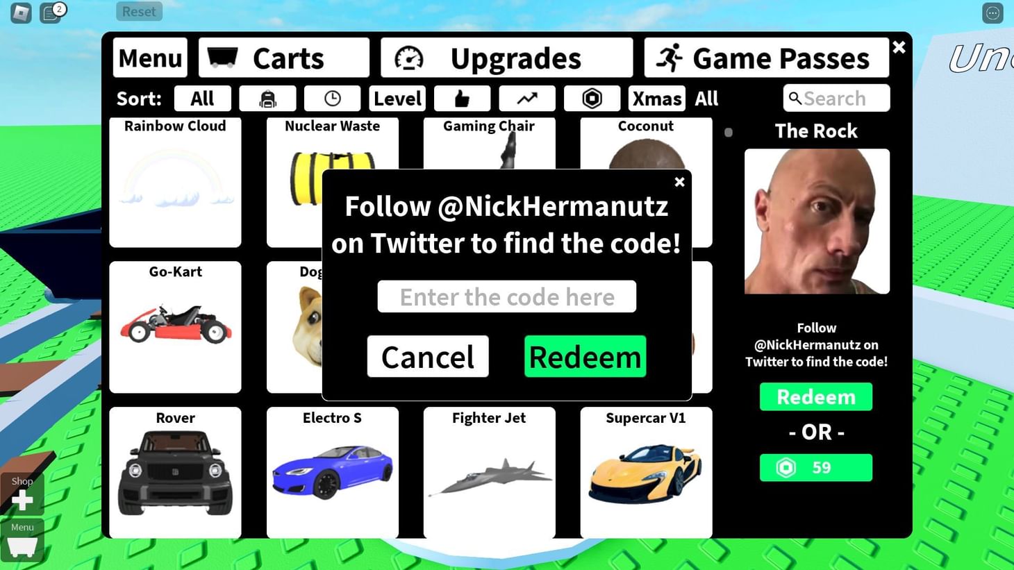 Create a Cart Ride Codes