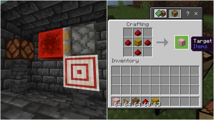How to make and use a target block in Minecraft?