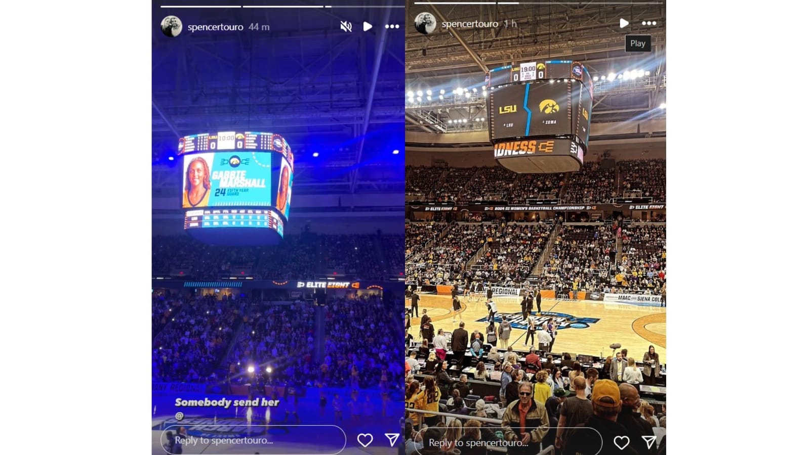 Iowa star Gabbie Marshall's boyfriend Spencer Touro marks his presence ...