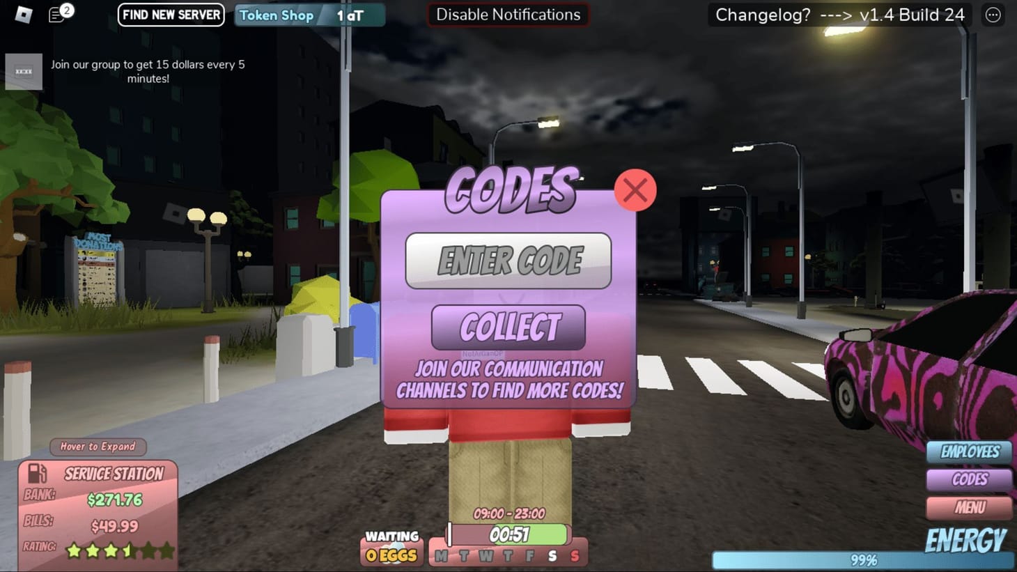 Zach's Service Station Codes