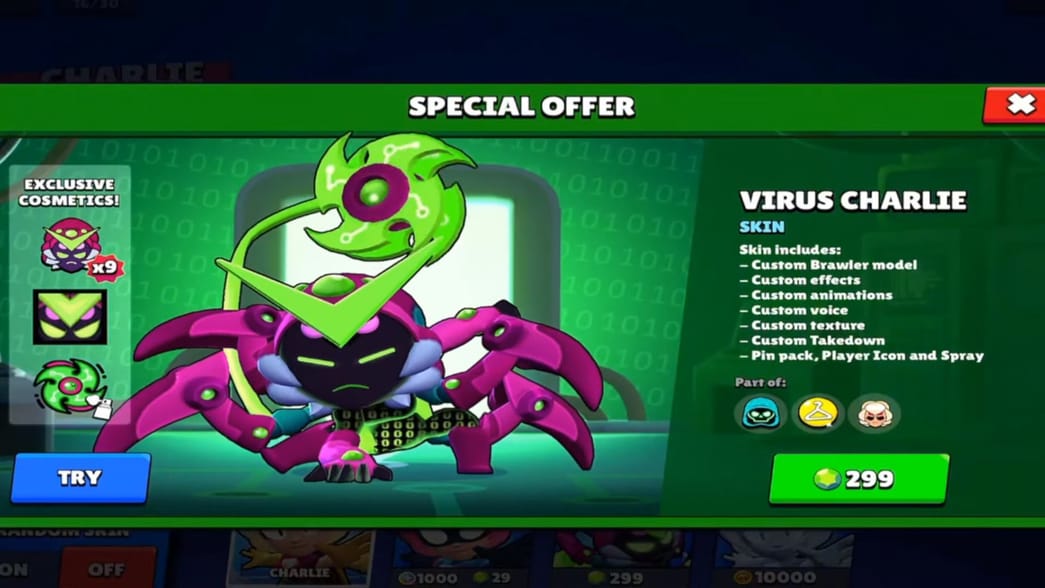 Brawl Stars Virus Charlie skin: Cost, design, and more