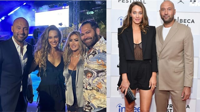 PHOTO: Derek Jeter & wife Hannah strike a pose with Johnny Damon and ...