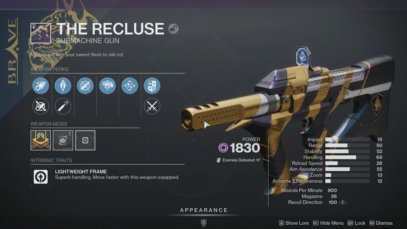 The Recluse god roll guide for Destiny 2 PvE and PvP
