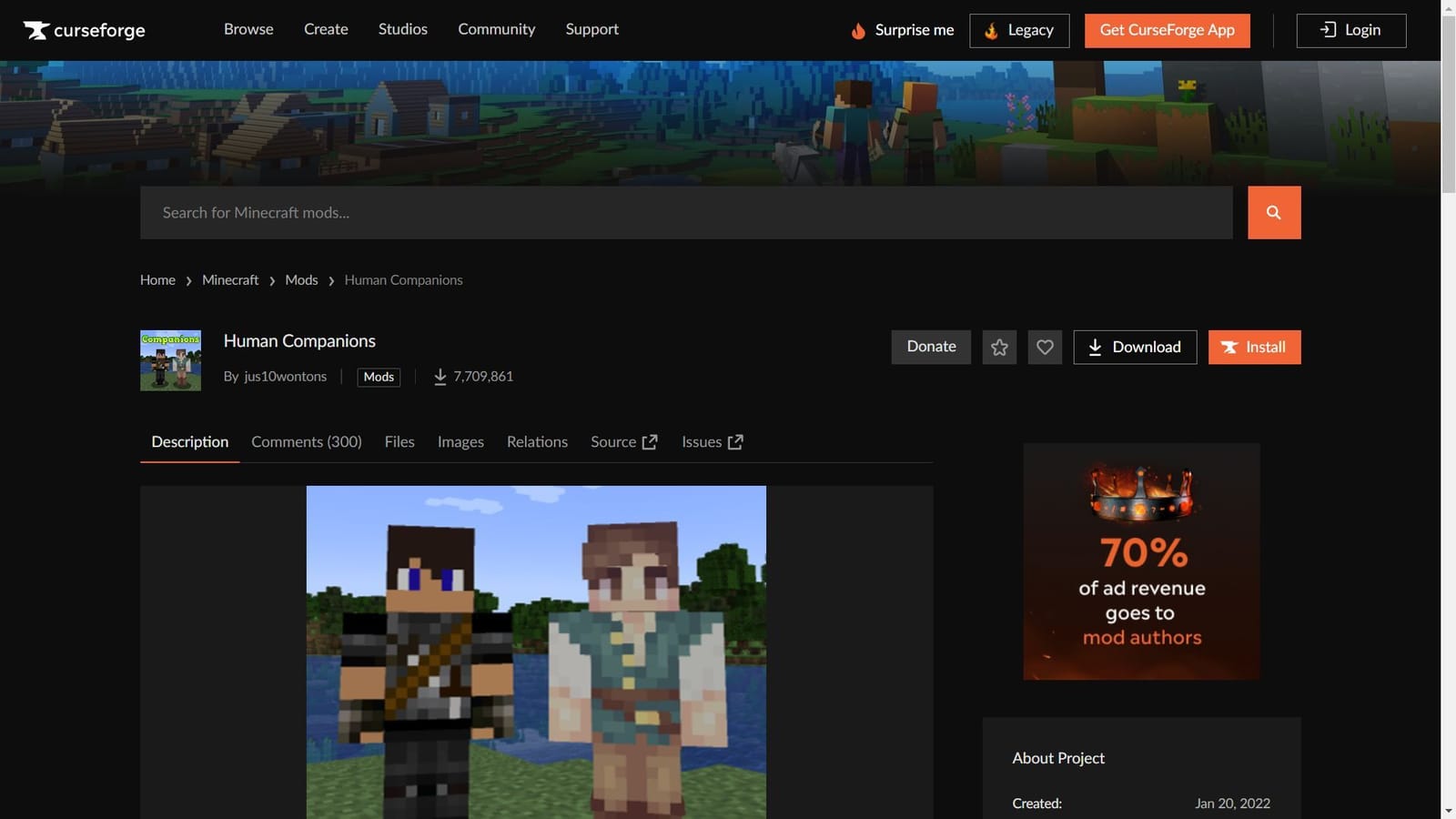 This Minecraft mod adds human-like entities to the world