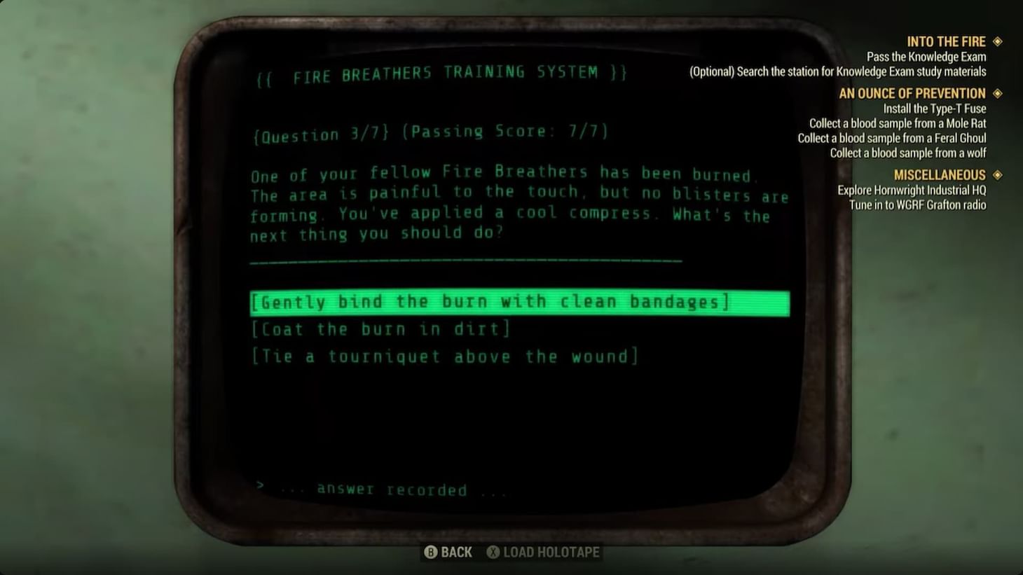 All correct answers for Fallout 76 Fire Breather exam