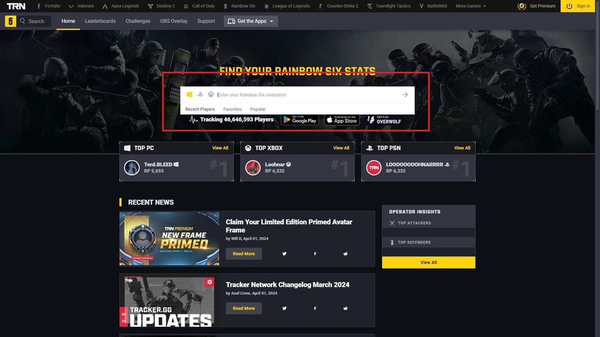 Rainbow Six Siege: Rainbow Six Siege stats tracker: How to use third ...