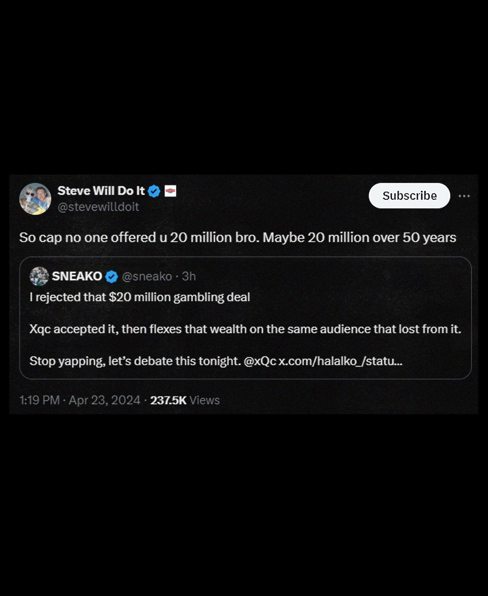 "So cap": SteveWillDoIt calls out Sneako claiming he is lying about gambling deal with his ...