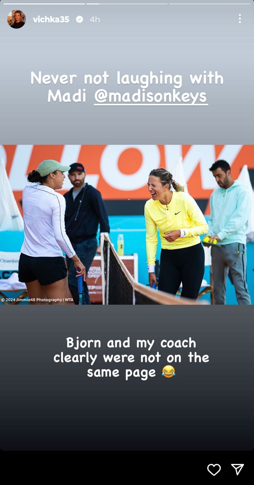 Victoria Azarenka shares a laugh with Madison Keys ahead of Madrid Open ...