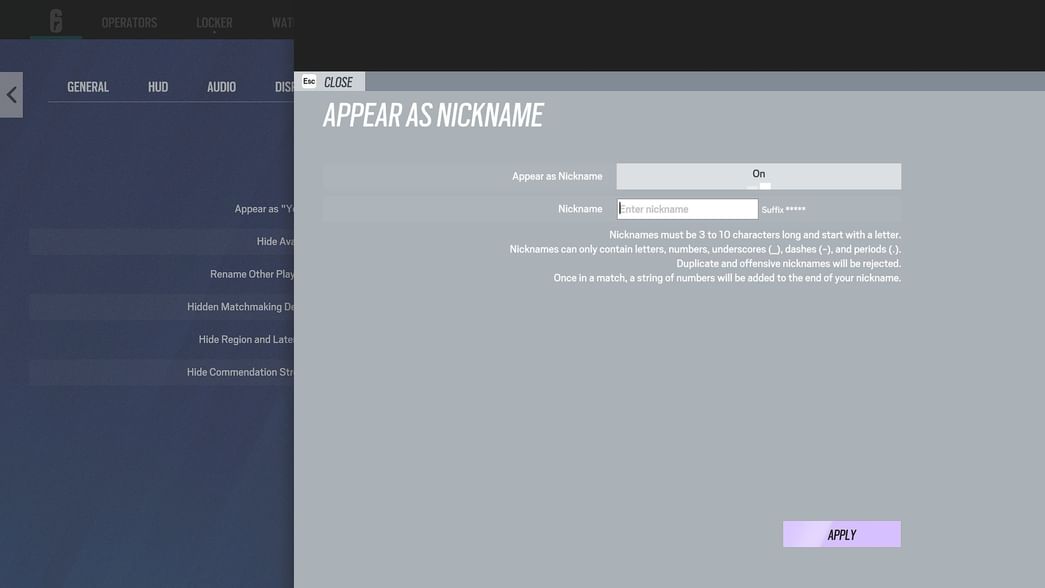 How to change name in Rainbow Six Siege