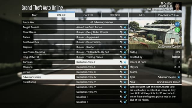 How to play GTA Online Collection Time Adversary Mode for 2x rewards ...
