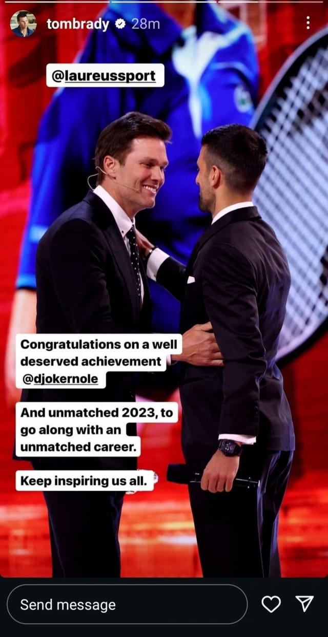 "Keep inspiring us all" - Tom Brady congratulates Novak Djokovic on ...