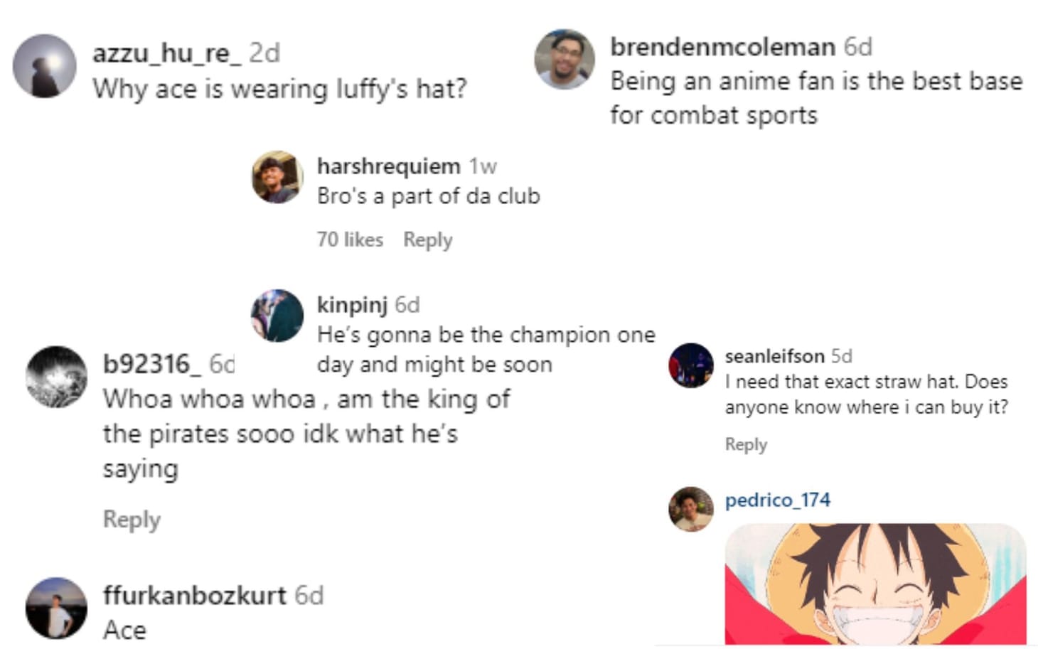One Piece: "Why Ace is wearing Luffy's hat?" - Fans react to UFC ...