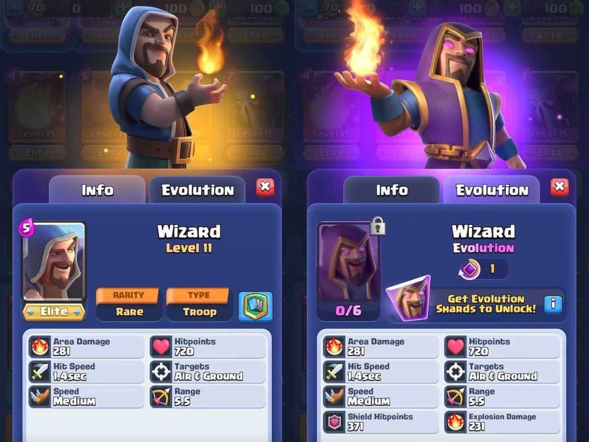 Clash Royale Wizard Evolution: Stats, evolution ability, and more