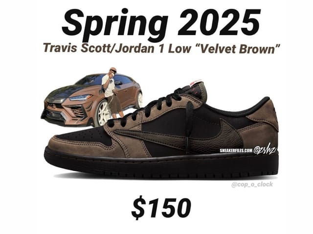 Velvet Brown: Travis Scott x Air Jordan 1 Low “Velvet Brown” sneakers ...