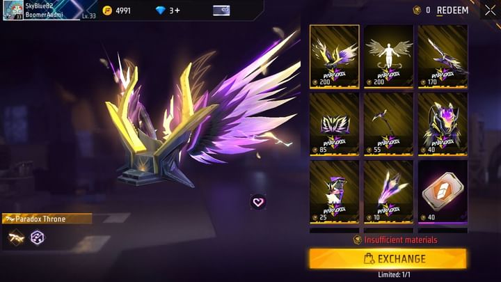 Free Fire Hyperbook Ring event: Paradox Throne, AK47 - Paradox Enforcer ...