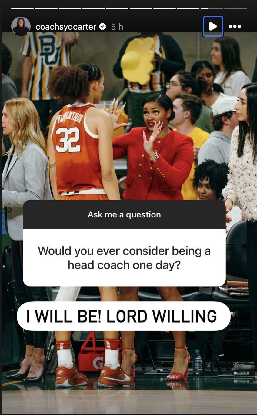 "I will!": Texas coach Sydney Carter flirts with the idea of becoming a ...
