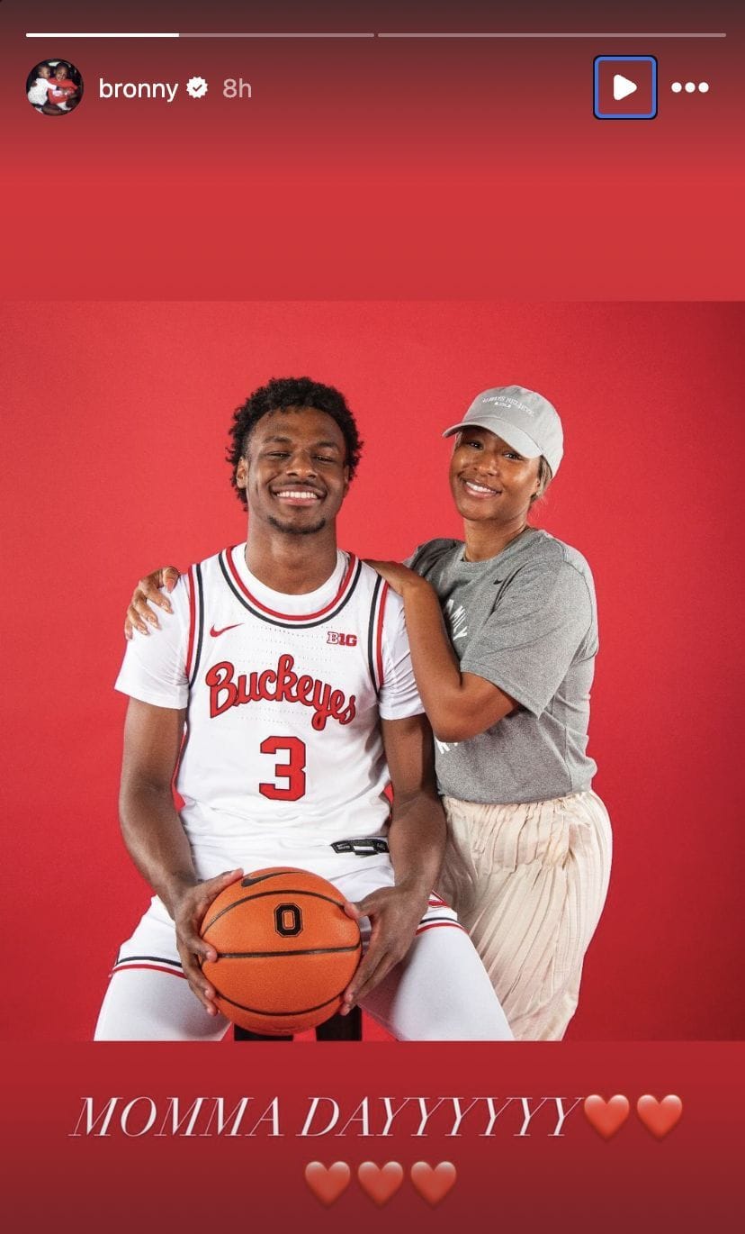 LeBron James' son Bronny James shares Mother's Day post in Ohio State ...