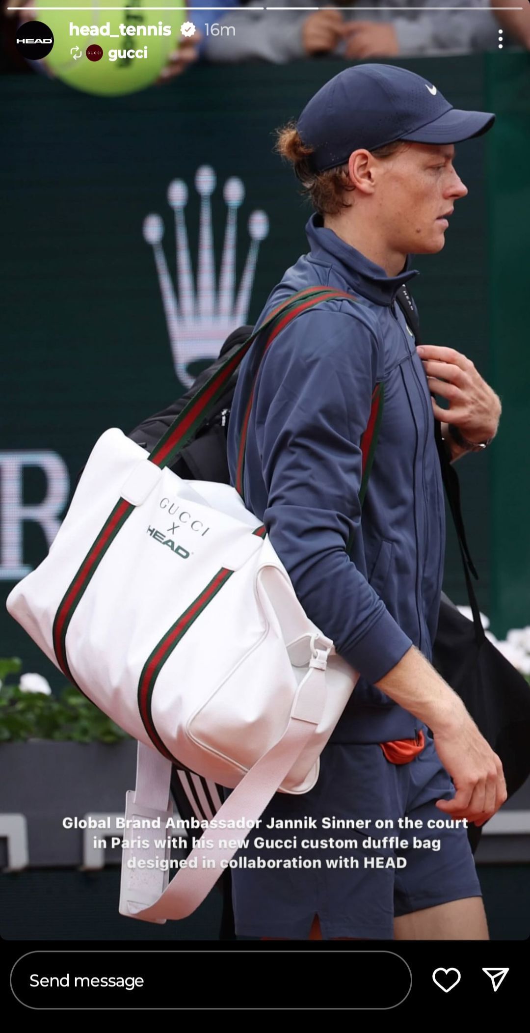 Jannik Sinner debuts new custom Gucci duffle bag on French Open court ...
