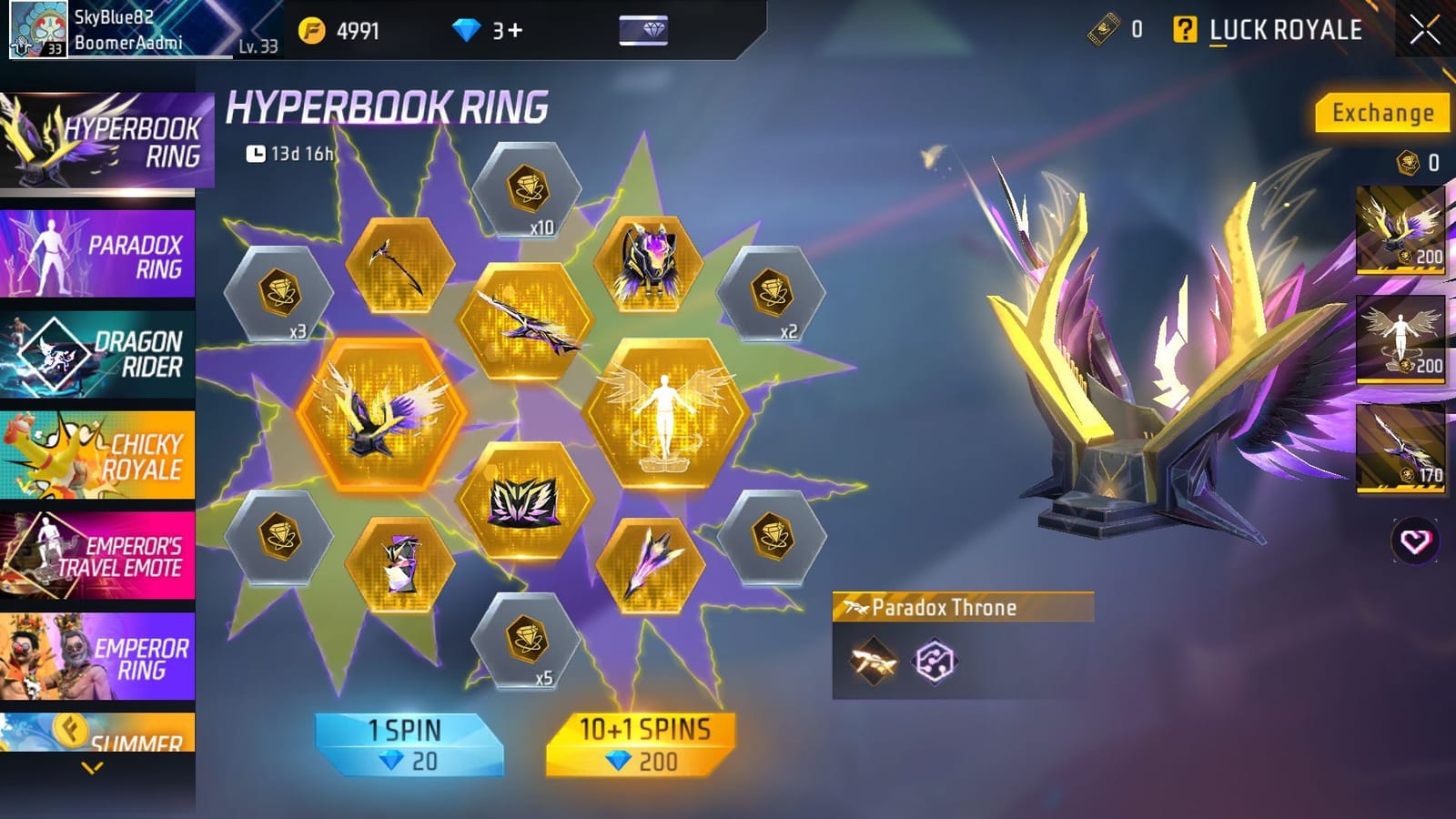 Free Fire Hyperbook Ring event: Paradox Throne, AK47 - Paradox Enforcer ...