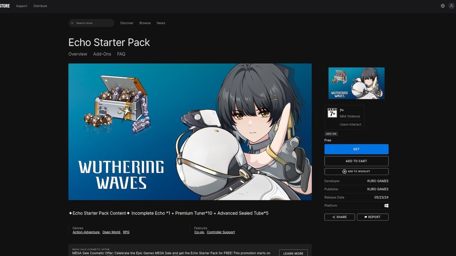 Epic Games Store x Wuthering Waves Echo starter pack: How to claim free bundle and rewards