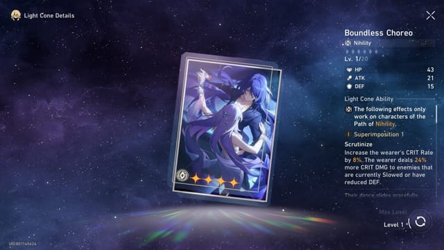 Honkai Star Rail Boundless Choreo lightcone: Best characters, how to get, and stats guide