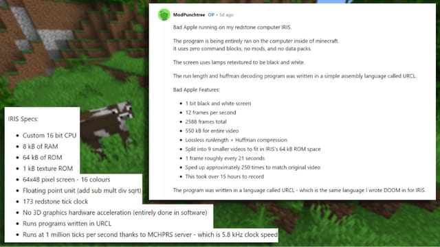 Minecraft redstone enthusiast creates in-game computer to play Bad Apple