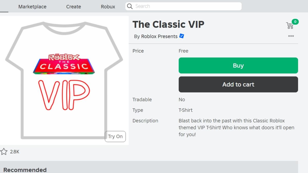 How to get The Classic VIP T-Shirt in Roblox