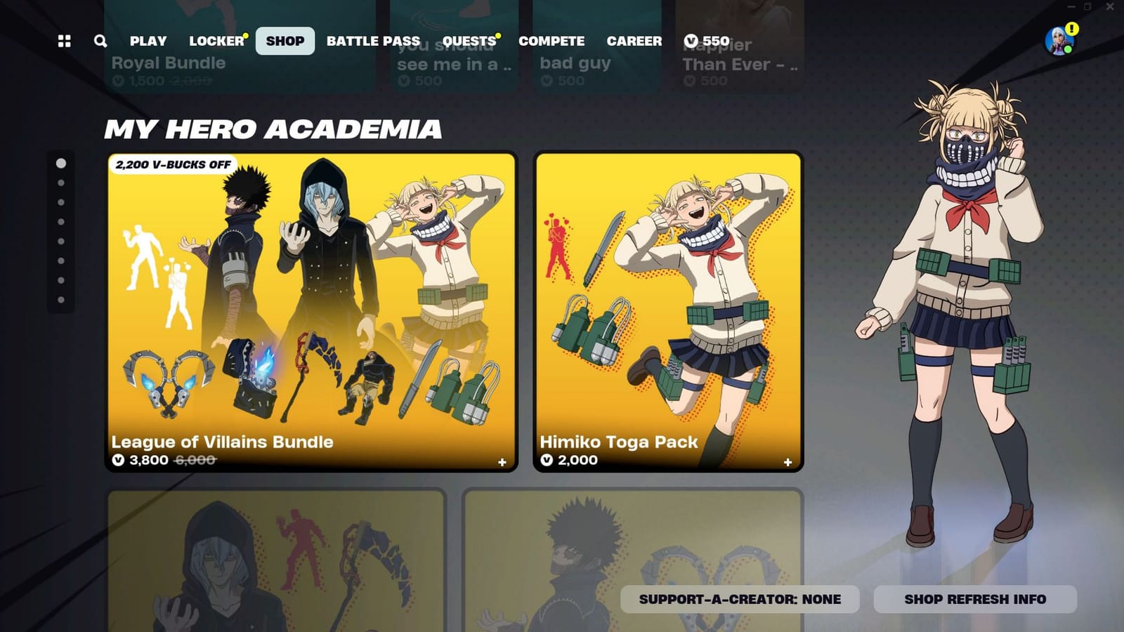 How to get Himiko Toga, Tomura Shigaraki, and Dabi skins in Fortnite